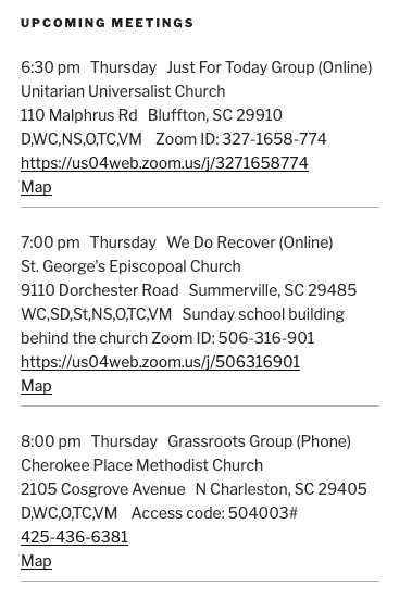 Upcomingmeetings-example – BMLT.app